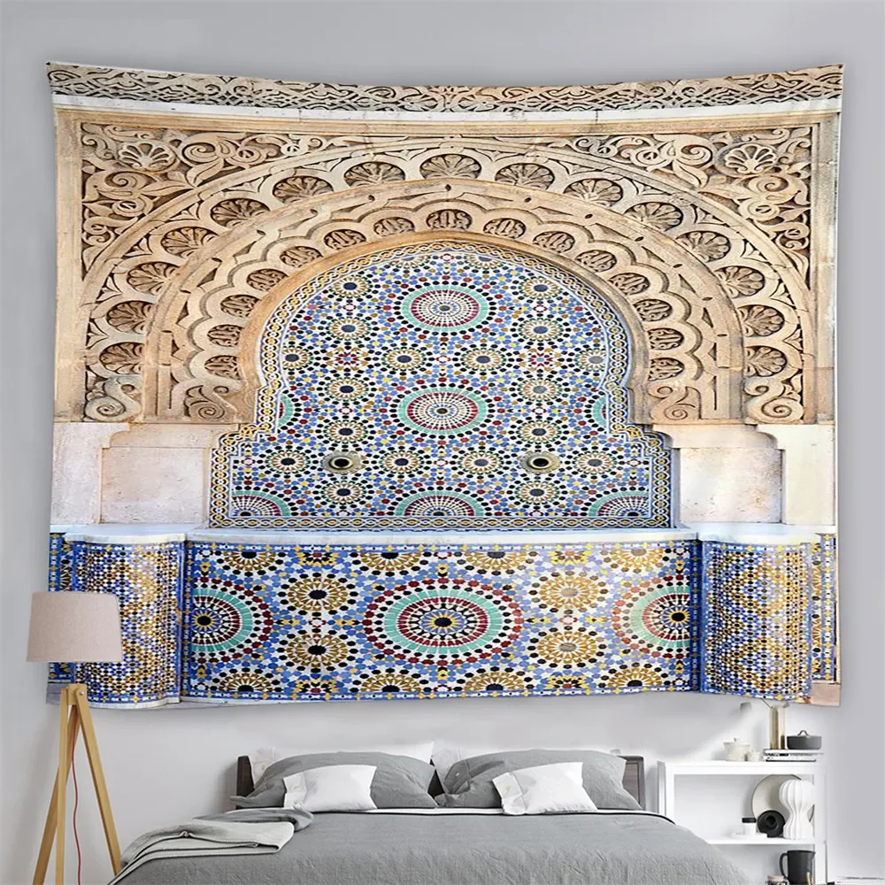 Islamic Theme Tapestry Moroccan Architecture Wall Hanging Vintage ...