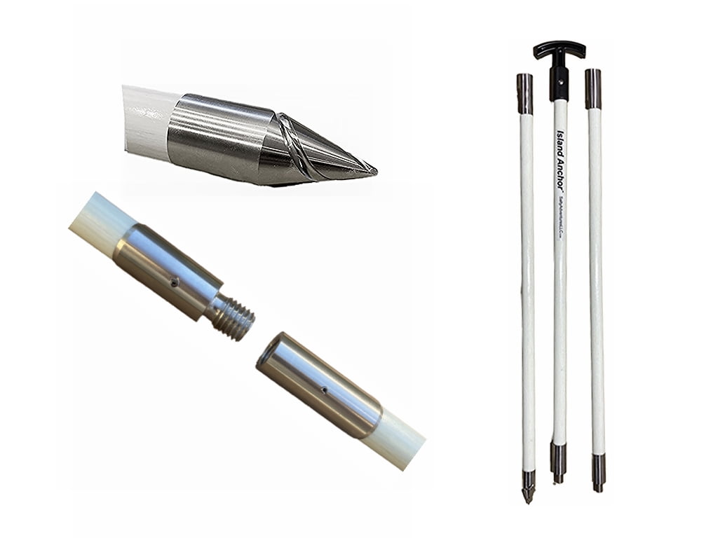 Island Anchor - 1" x 8' - 3 Piece - Shallow Water Anchor Pole (White ...