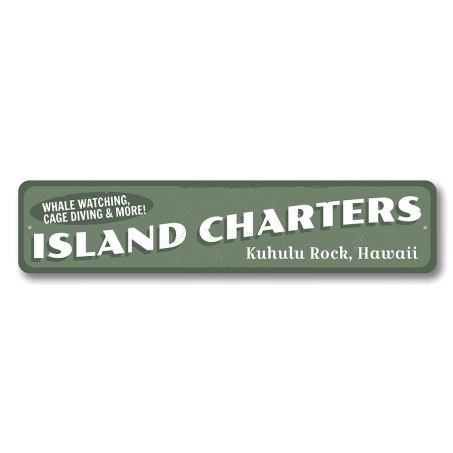 Island Charters Sign Beach House Sign Whale Metal Decor Sign Size: 4 x ...