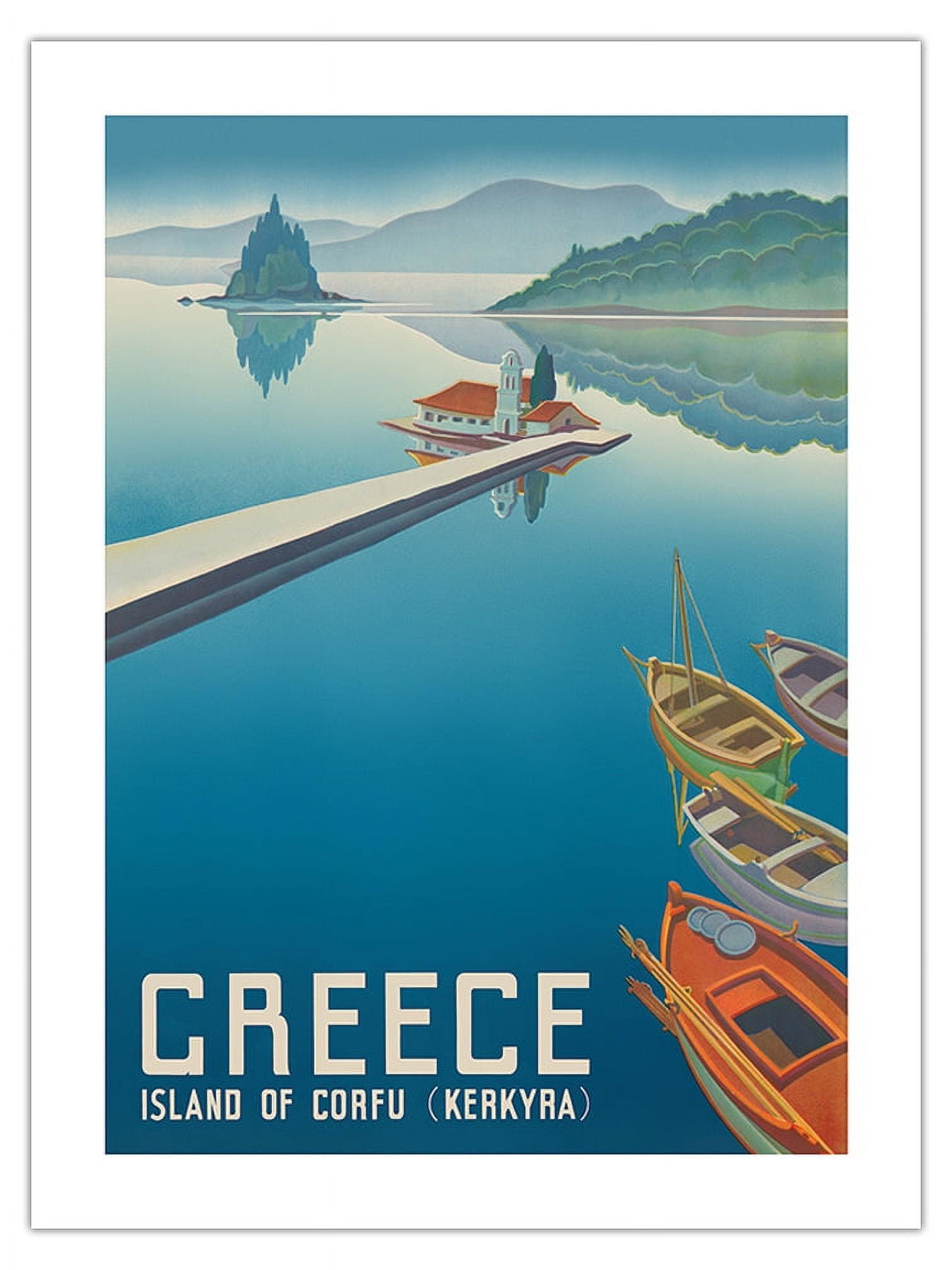 Island of Corfu (Kerkyra) - Greece - Vlacherna Monastery - Vintage ...