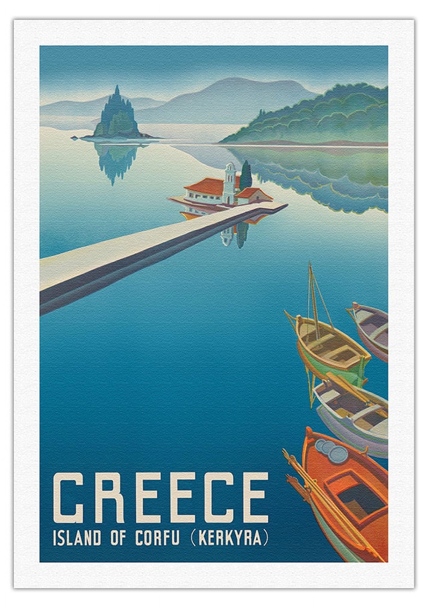 Island of Corfu (Kerkyra) - Greece - Vlacherna Monastery - Vintage ...