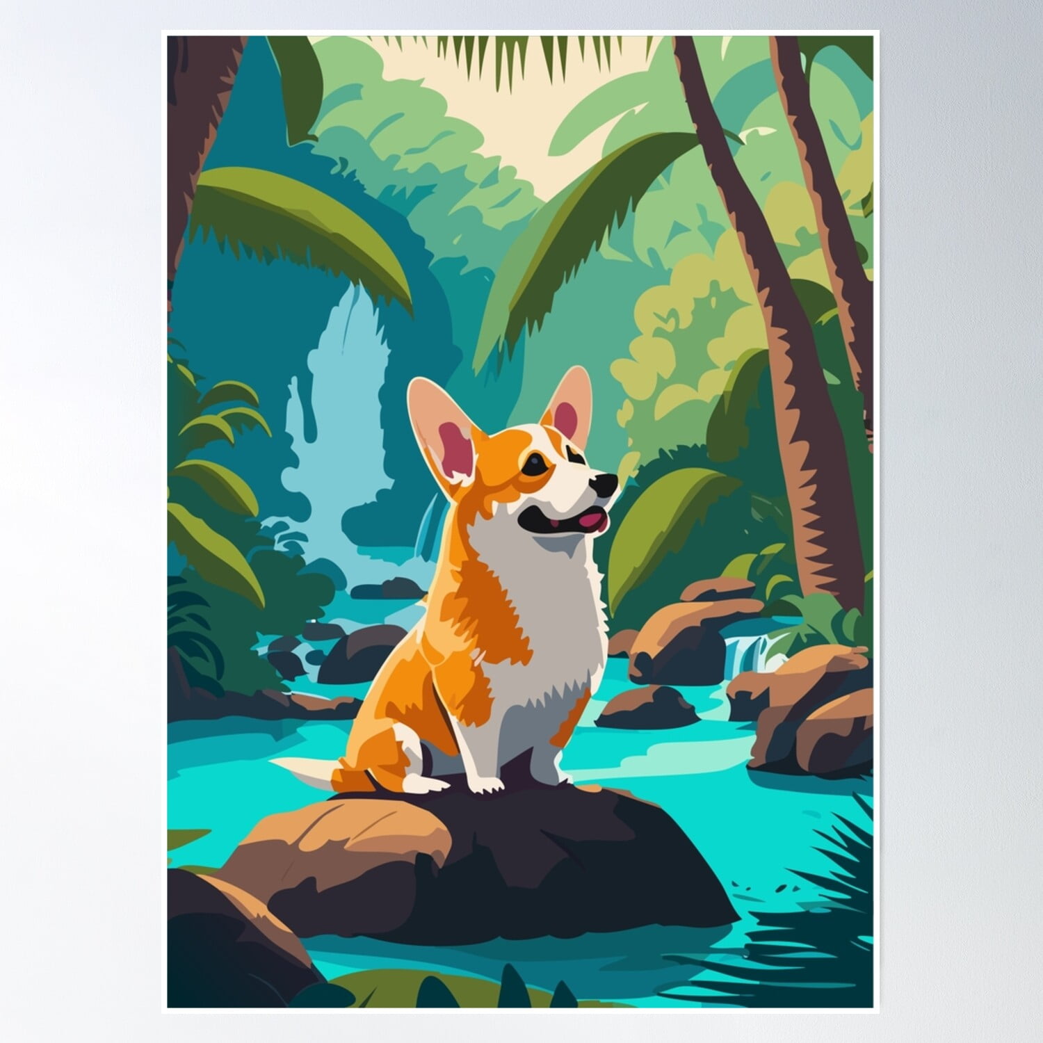 Island Corgi Poster Wall Art, Modern Wall Decor, 16x24 UNFRAMED ...