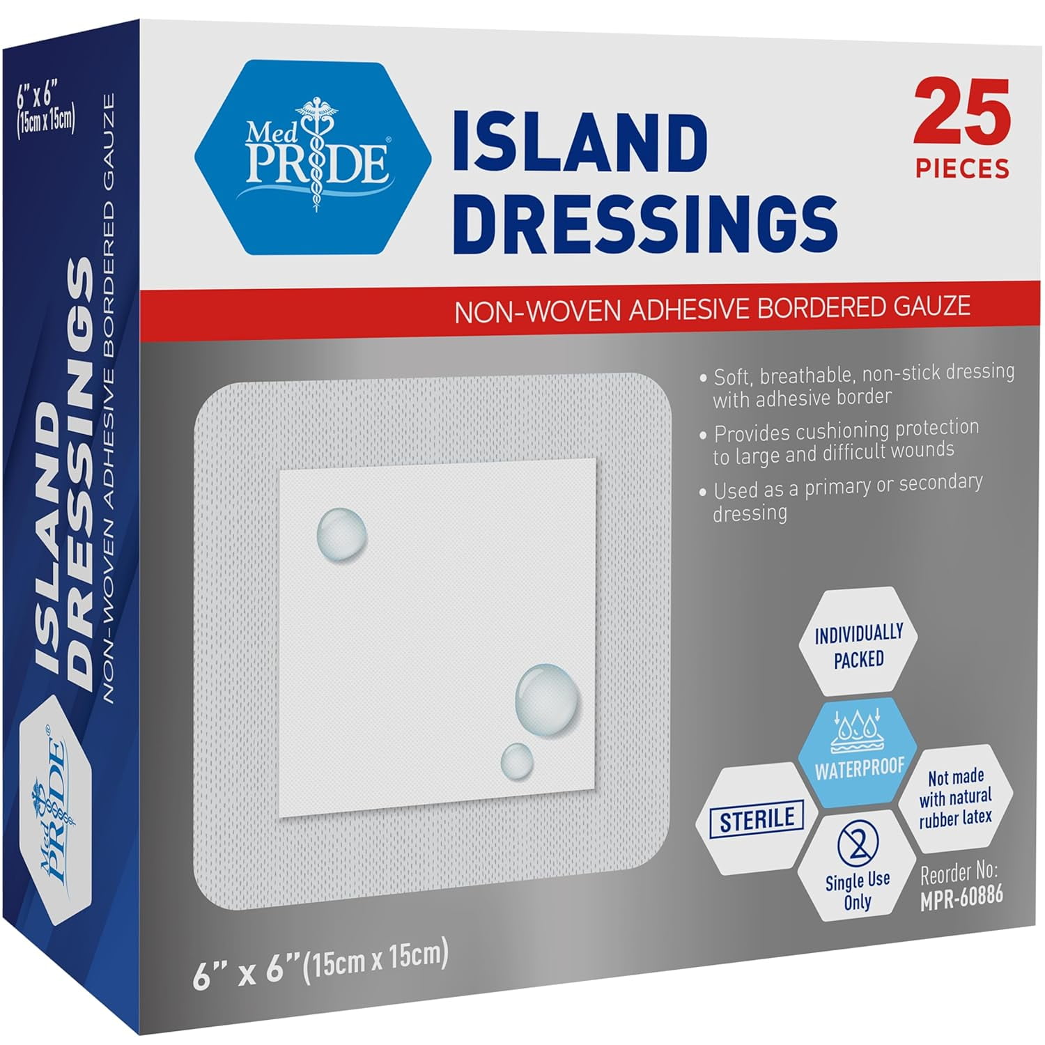 MEDPRIDE Bordered Gauze Island Dressing for Wounds First Aid Kit ...