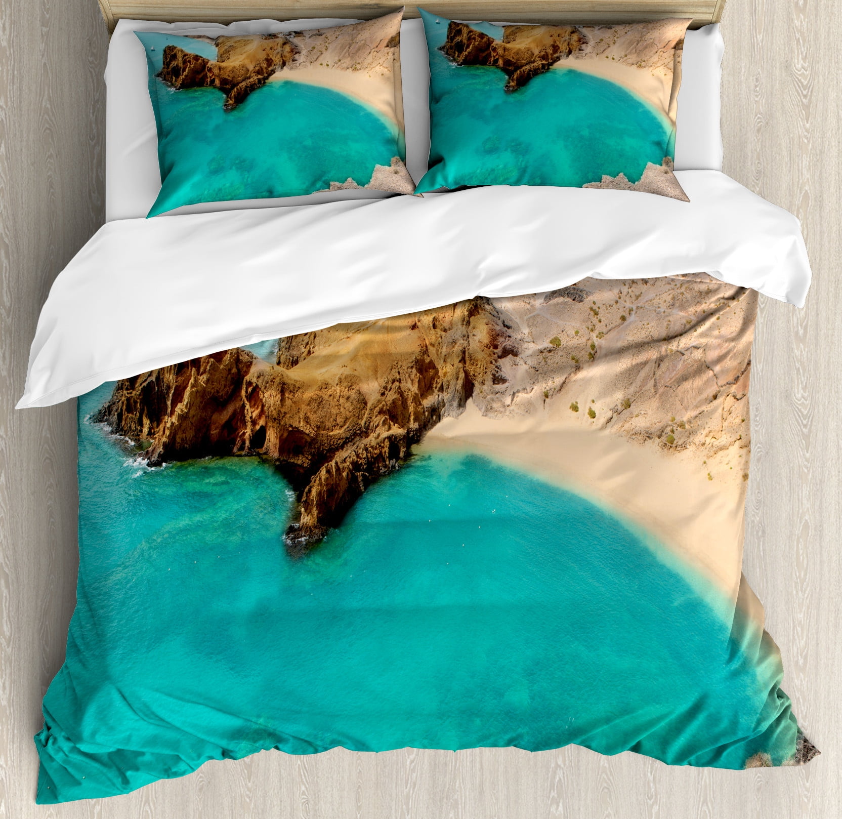 Island Duvet Cover Set, Aerial View Image of Ajaches Beach at Canary ...