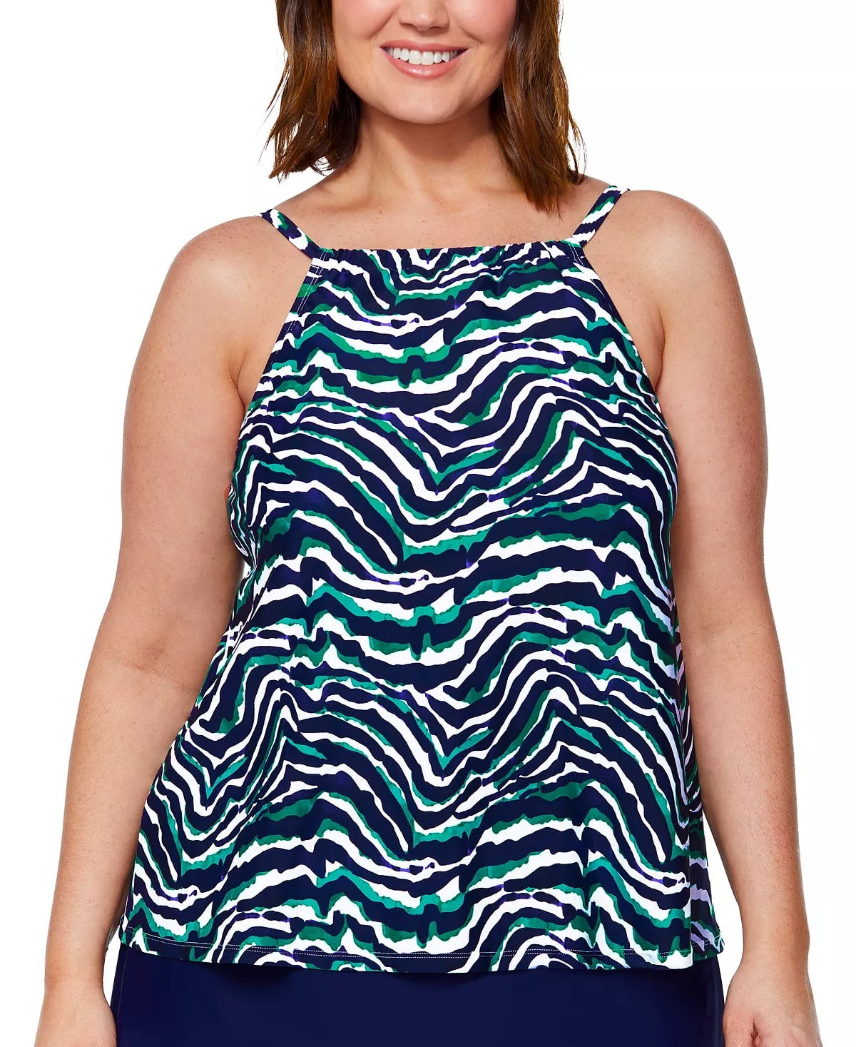 Island Escape CRYSTAL COVE MULTI Plus Size Cali Zebra-Print Tankini Top ...