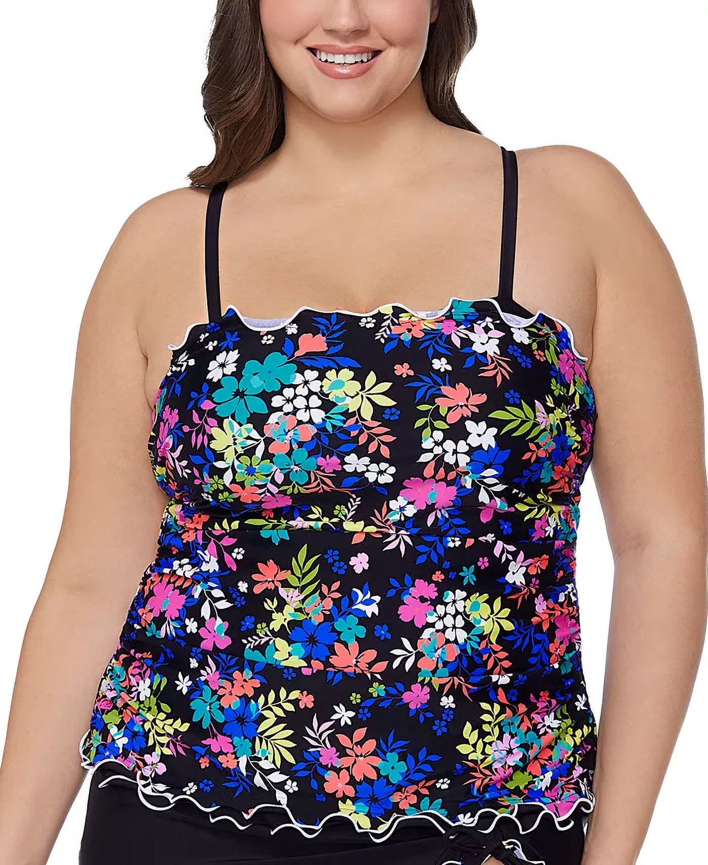 Island Escape HEAVEN SENT MULTI Plus Size Bandeau Tankini Swim Top, US ...
