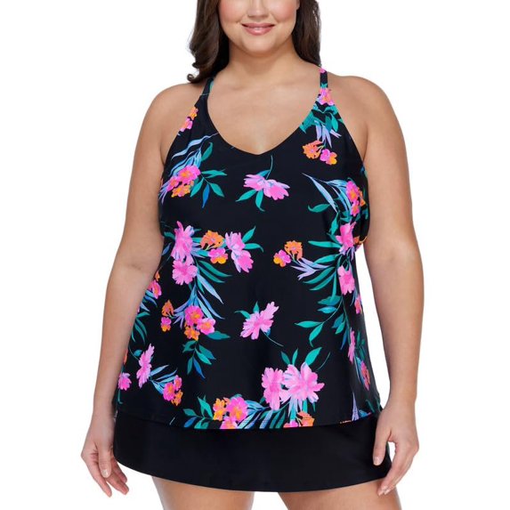 Island Escape Women's Plus Size Racer-Back Underwire Tankini Top Ocean ...