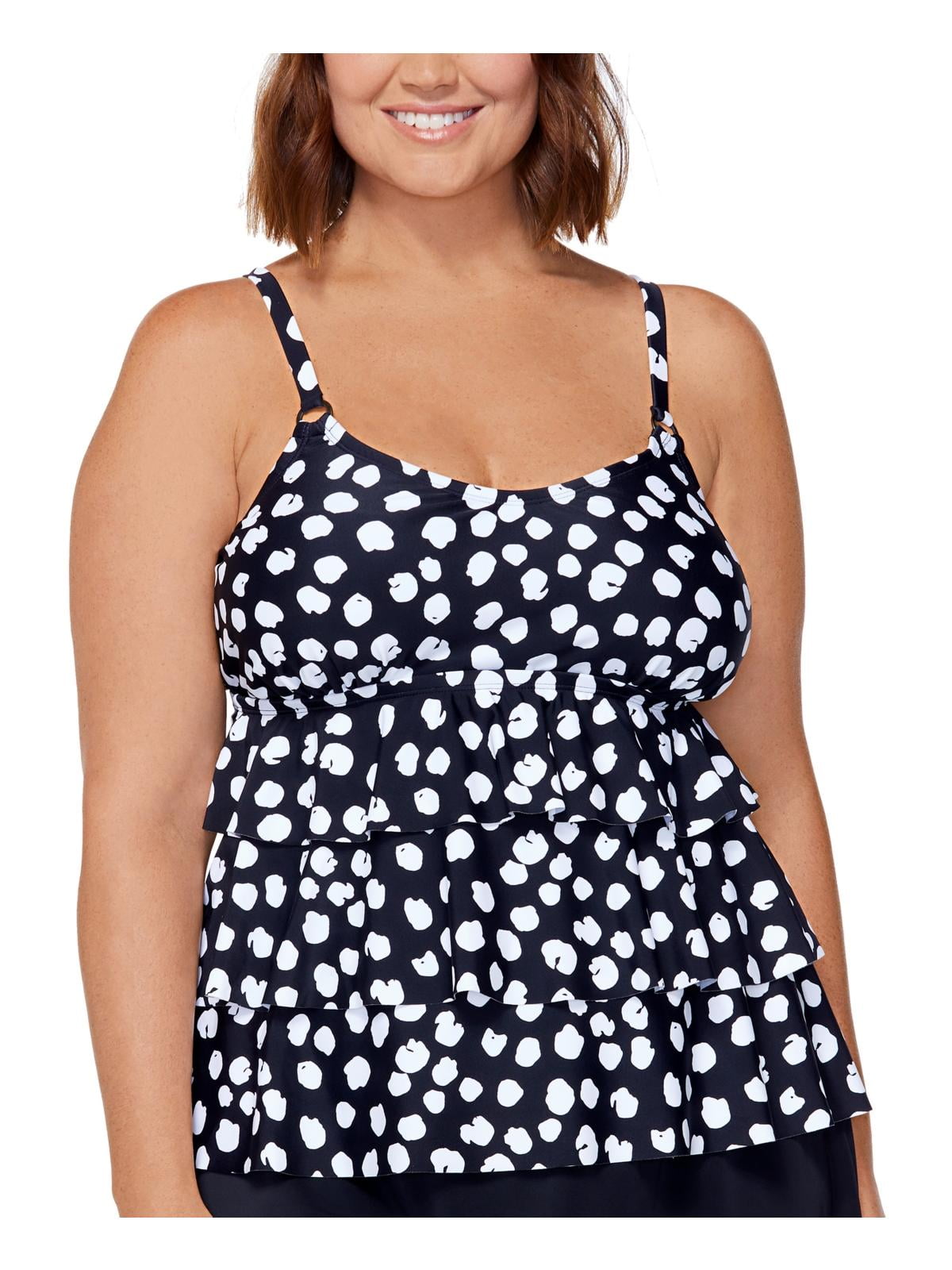 Island Escape Womens Plus Printed Tiered Tankini Swim Top - Walmart.com