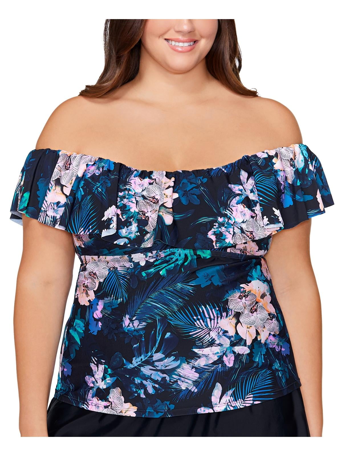 Island Escape Womens Plus Underwire Ruffle Tankini Swim Top - Walmart.com