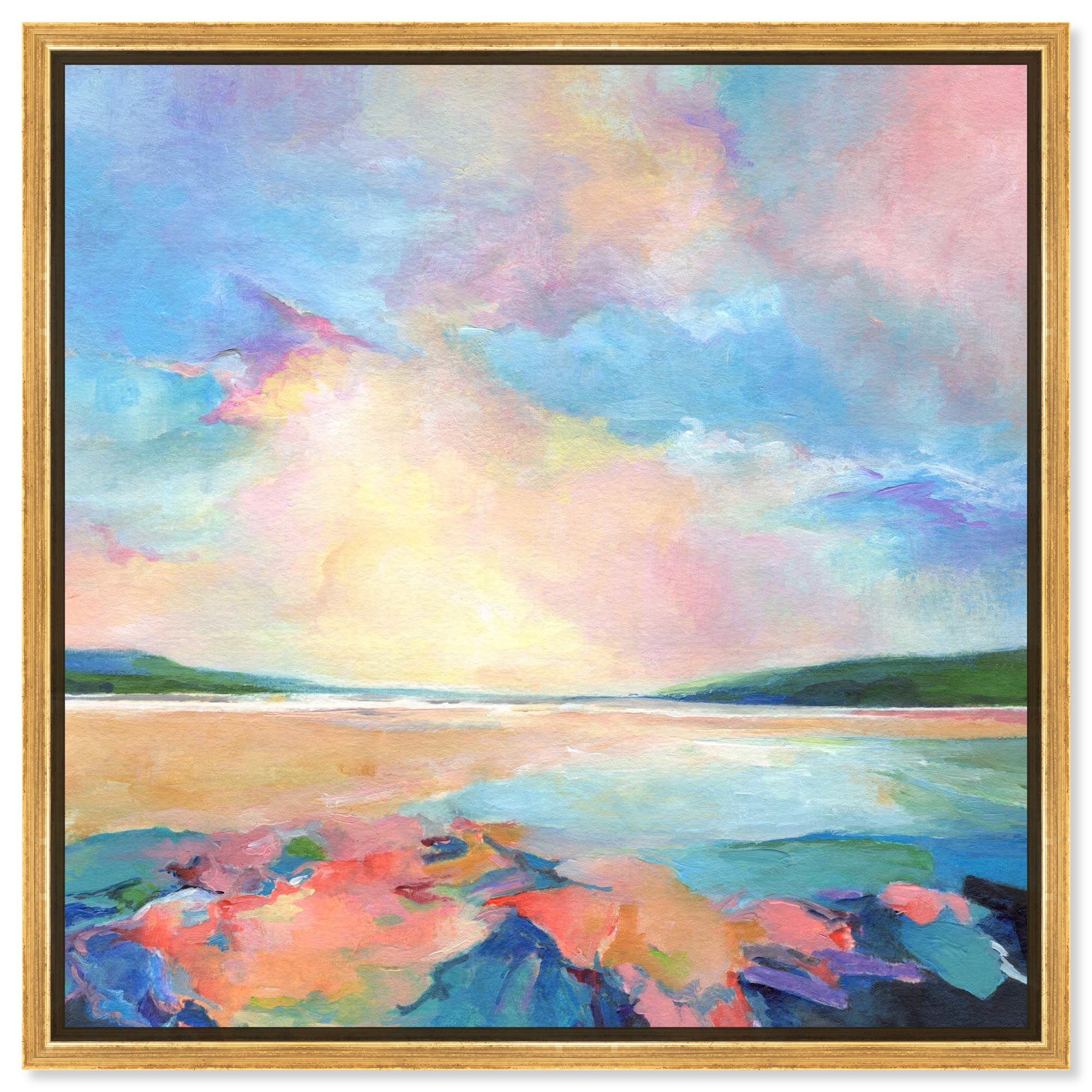 Island Fiesta Canvas Pastel Landscape by Art Remedy, Gold Frame, 40 x ...