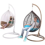Outdoor Swing Egg Chair, Modern Patio Swing Chair with Stand and ...