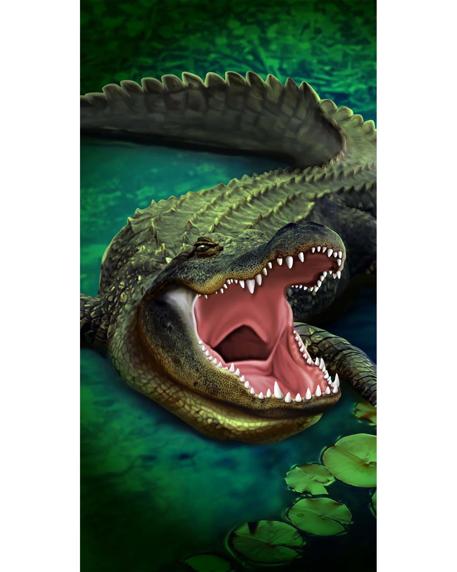 Island Gear Green Gator 30x60 Cotton Velour Beach Towel, Green Gator ...