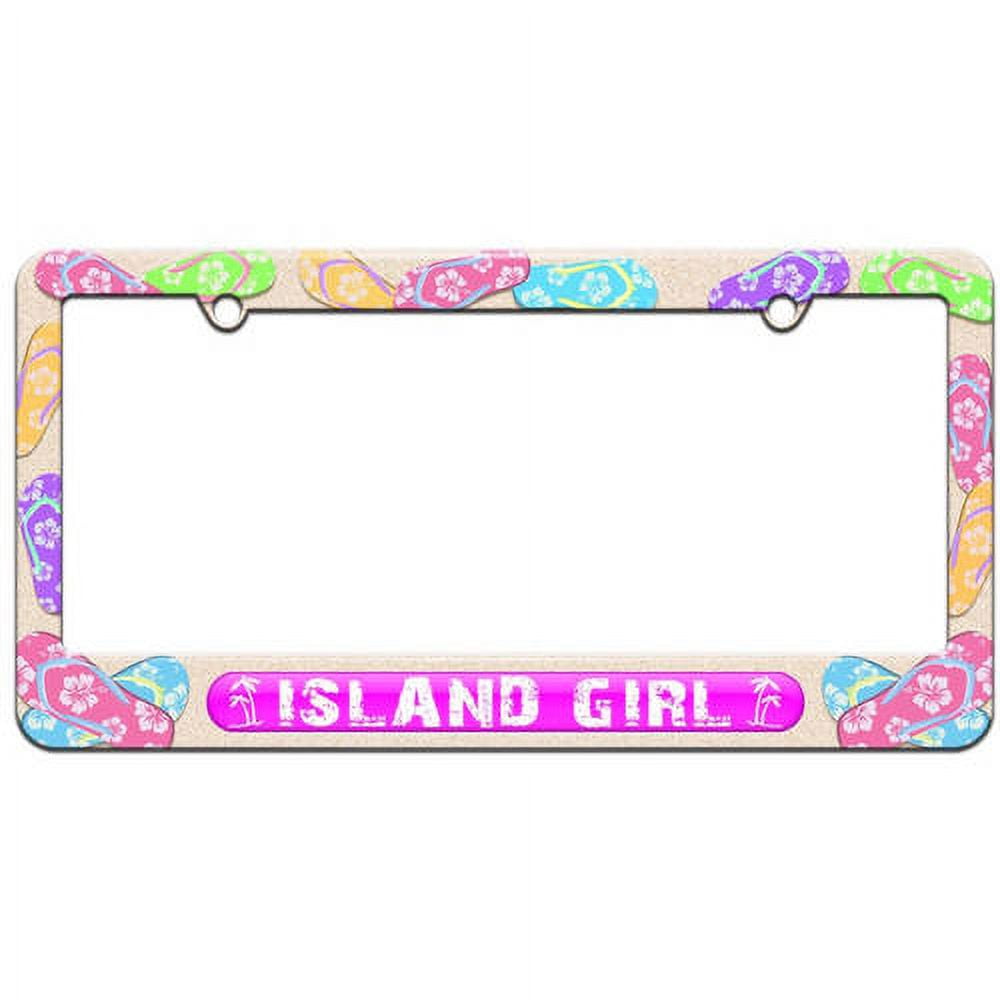 Island Girl Pink, Beach Palm Trees License Plate Tag Frame, Multiple ...