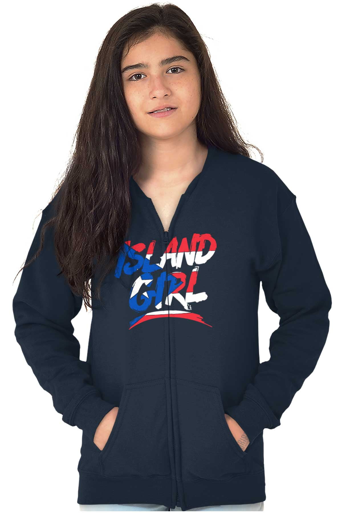 Island Girl Puerto Rican Pride Flag Girls Kids Zip Hoodie Jacket Teen ...