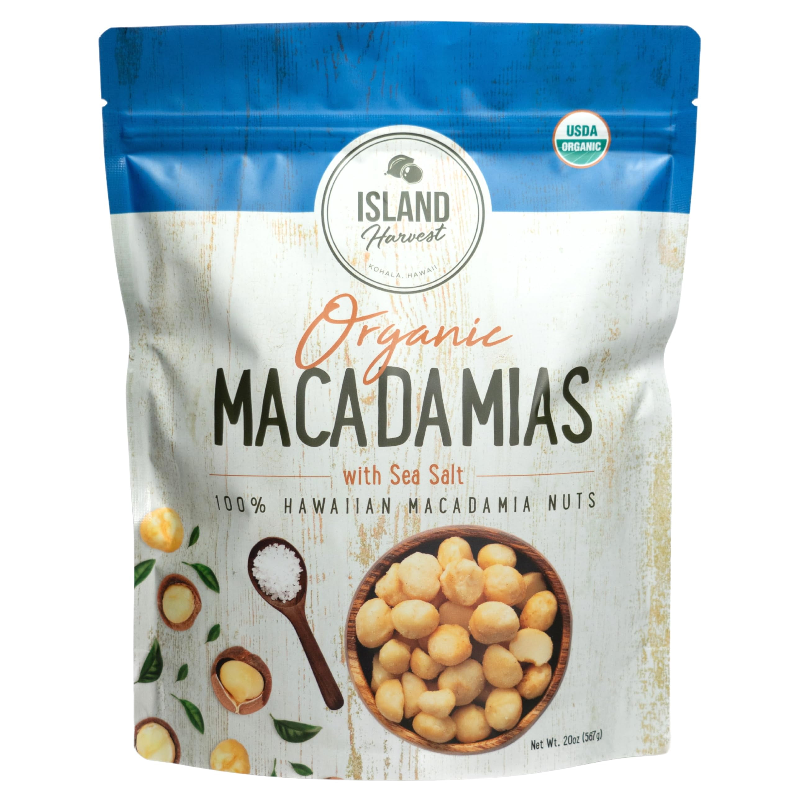 Island Harvest Organic Macadamia DEF29 Nuts with Sea 100% Hawaiian Keto ...