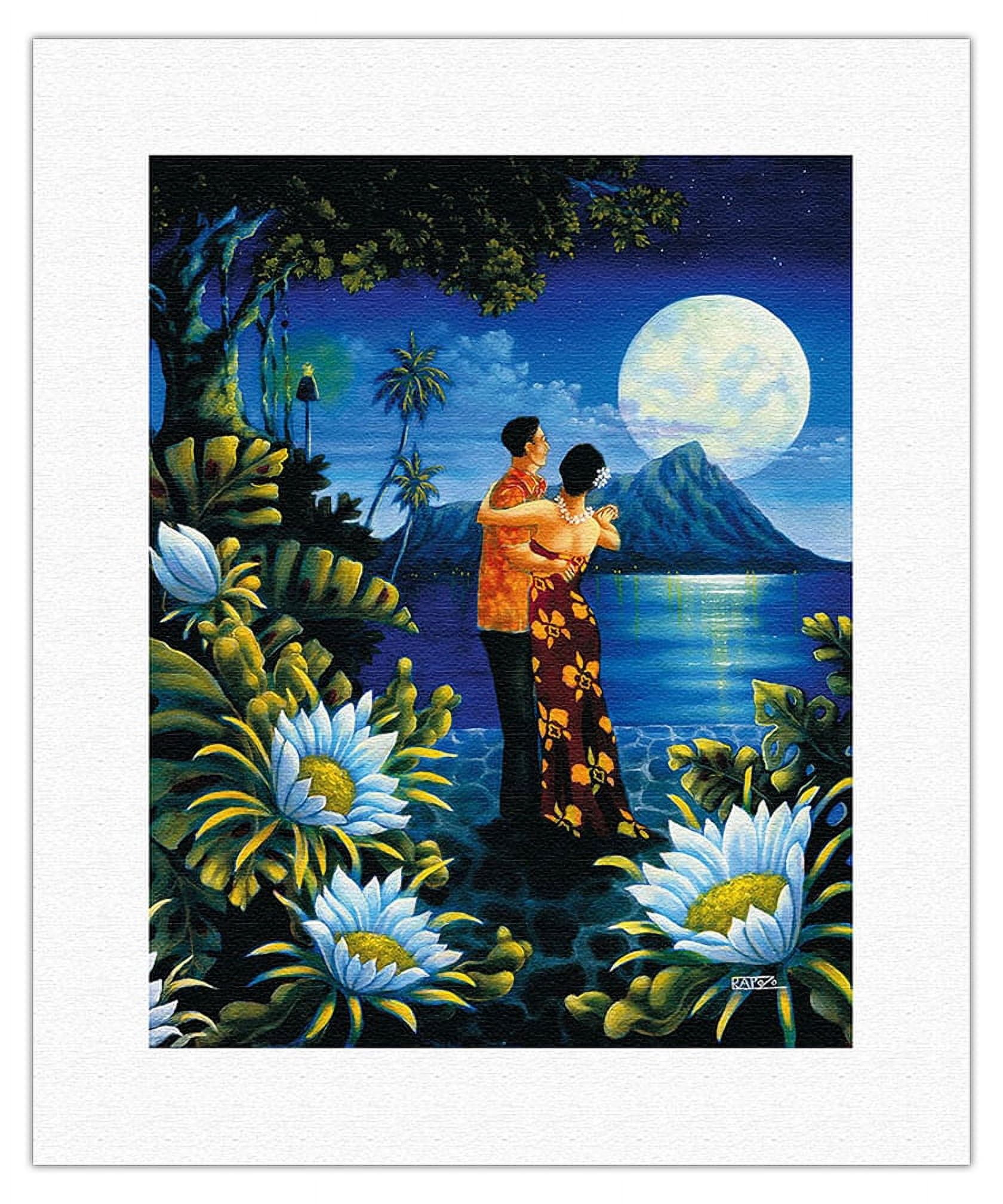 Island Honeymoon - Couple Moonlight Queen of the Night - Waikiki Beach ...