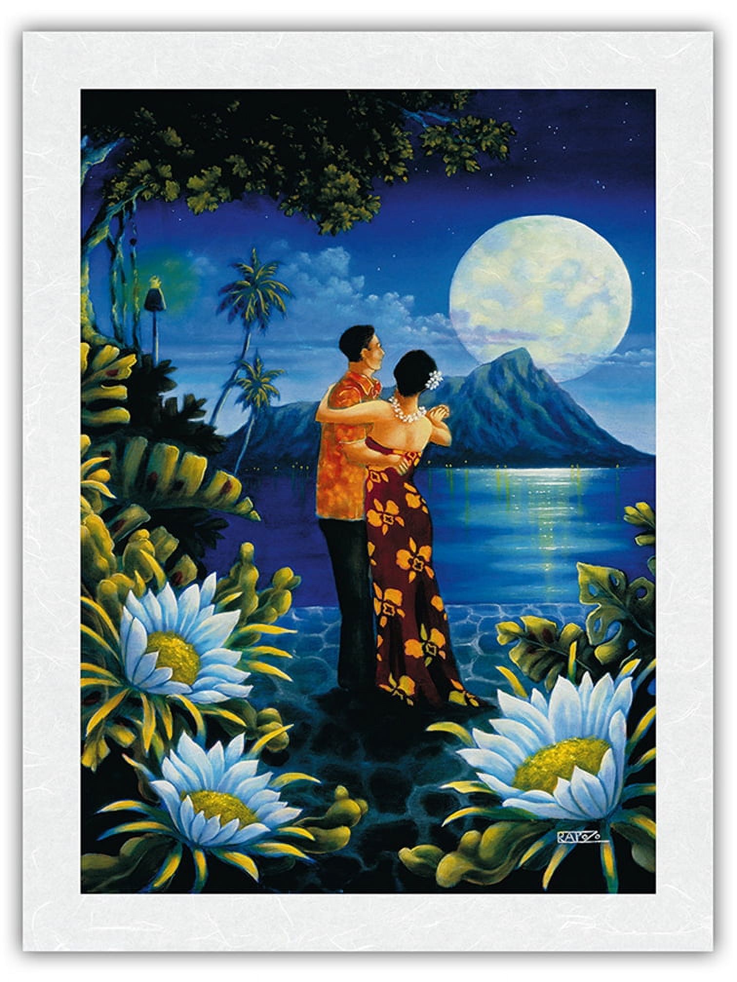Island Honeymoon - Couple Moonlight Queen of the Night - Waikiki Beach ...