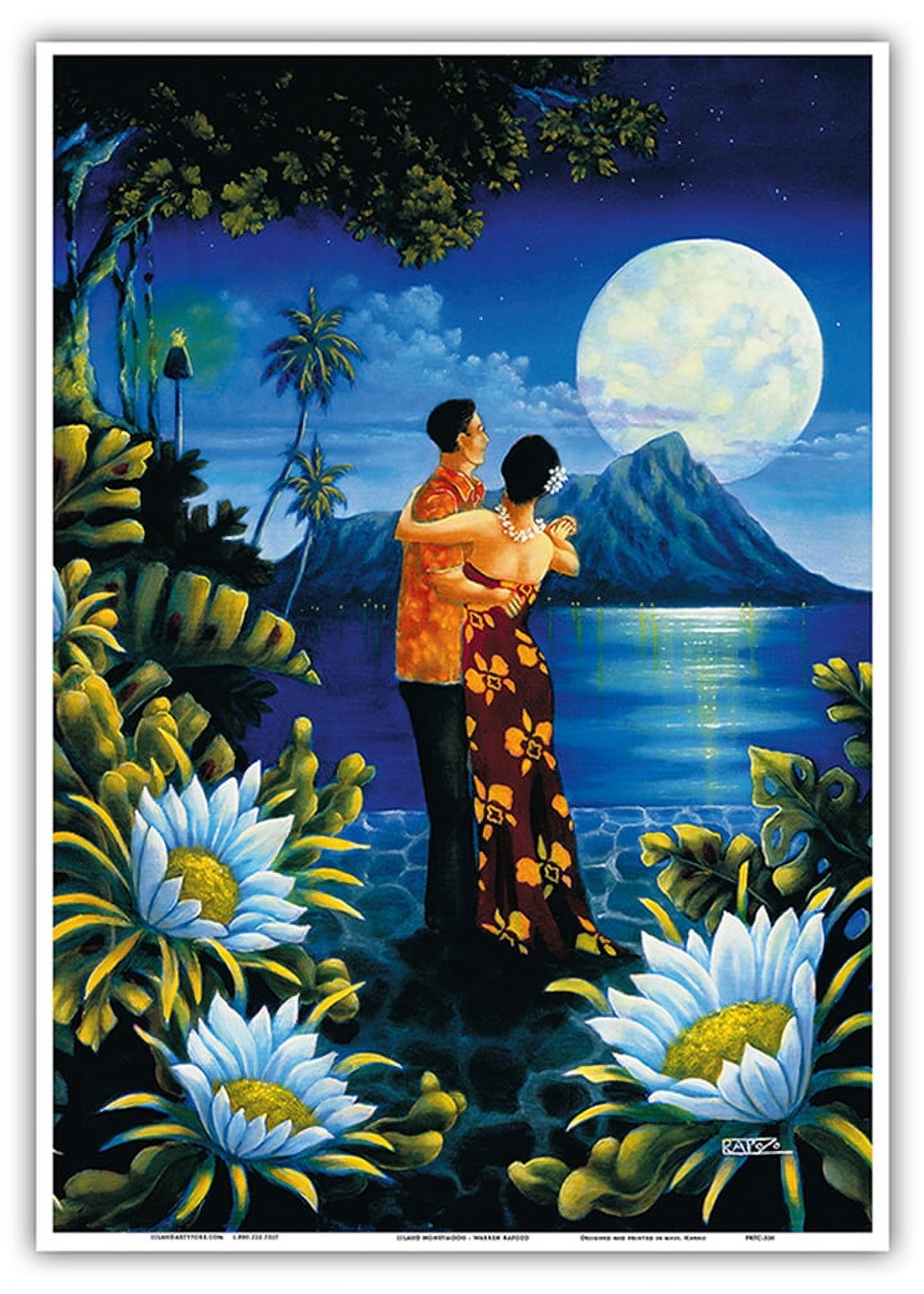 Island Honeymoon - Couple Moonlight Queen of the Night - Waikiki Beach ...