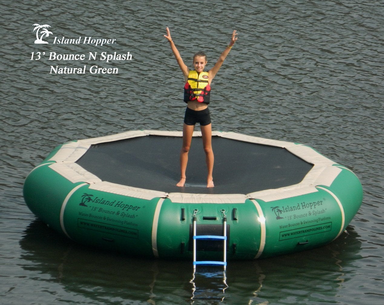 Island Hopper 13' Bounce N Splash Water Bouncer Natural Green (Water ...