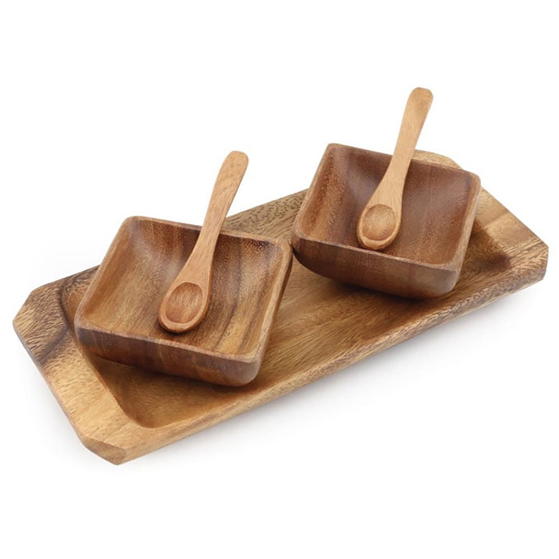 Island Imports Acacia Wood 2 Container Square Condiment with Tray 8"x2 ...