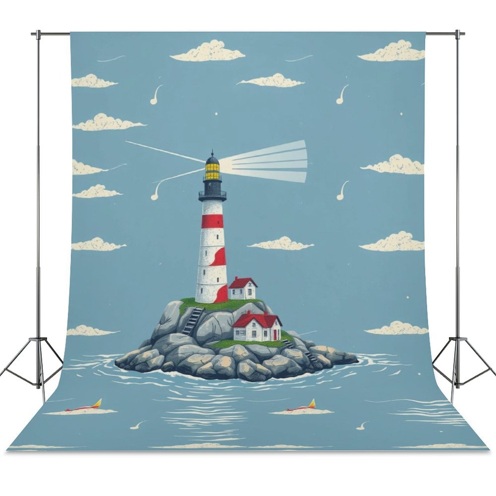 Island Lighthouse Sea Party Backdrop Birthday Decoration Backgrounds ...
