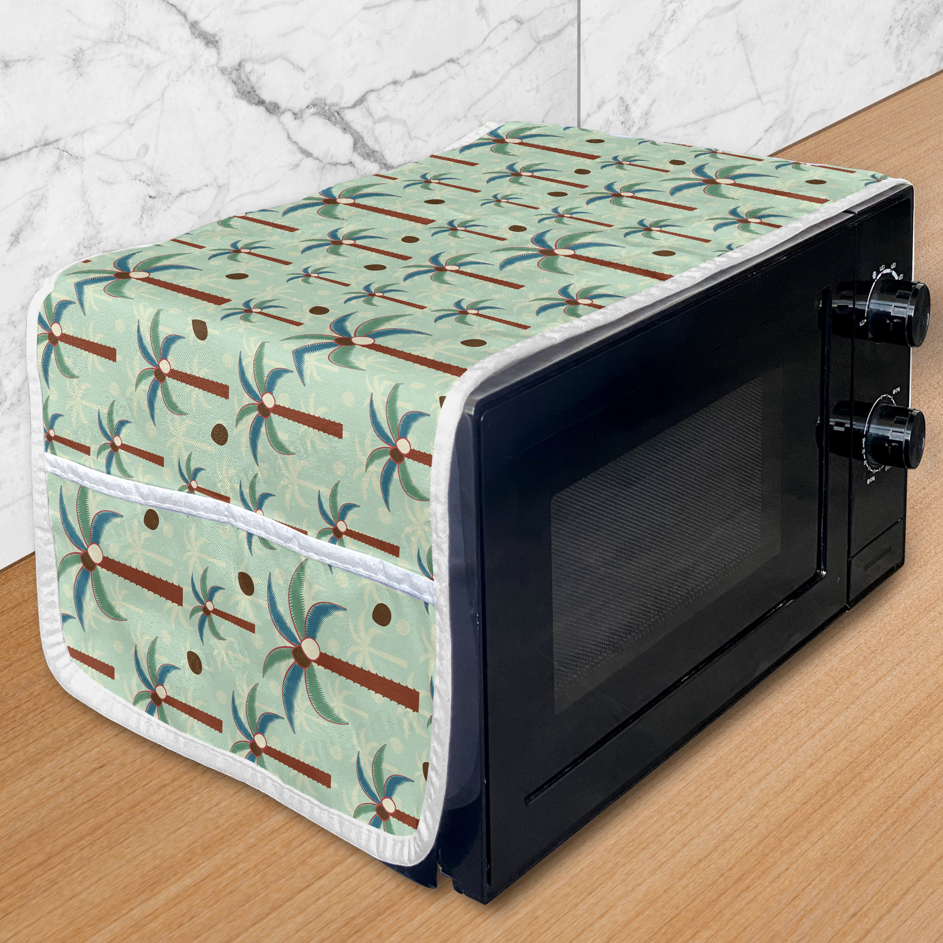 Island Microwave Oven Cover, Coconut Palm Trees Pattern Tropic Nature ...