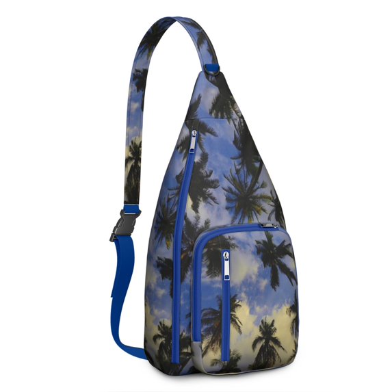 Island Palm Sling Backpack - Boho Chic Tropical Print, Anti-Theft Water ...