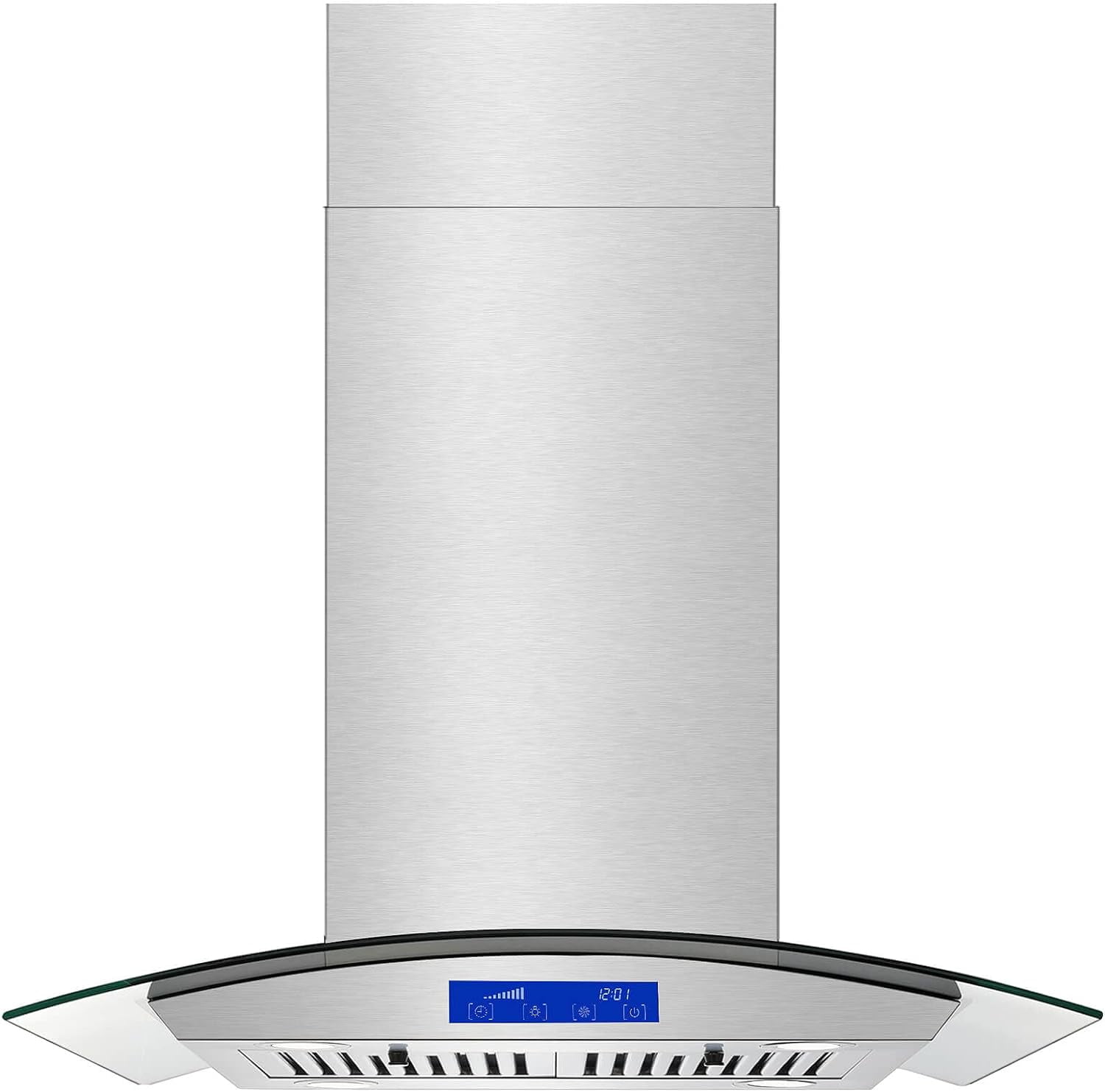 Island Range Hood 30 Inch 700 CFM Ceiling Mount Stainless Steel Kitchen Vent Hood Touch Screen Control Kitchen Exhaust Hood Ducted Ductless