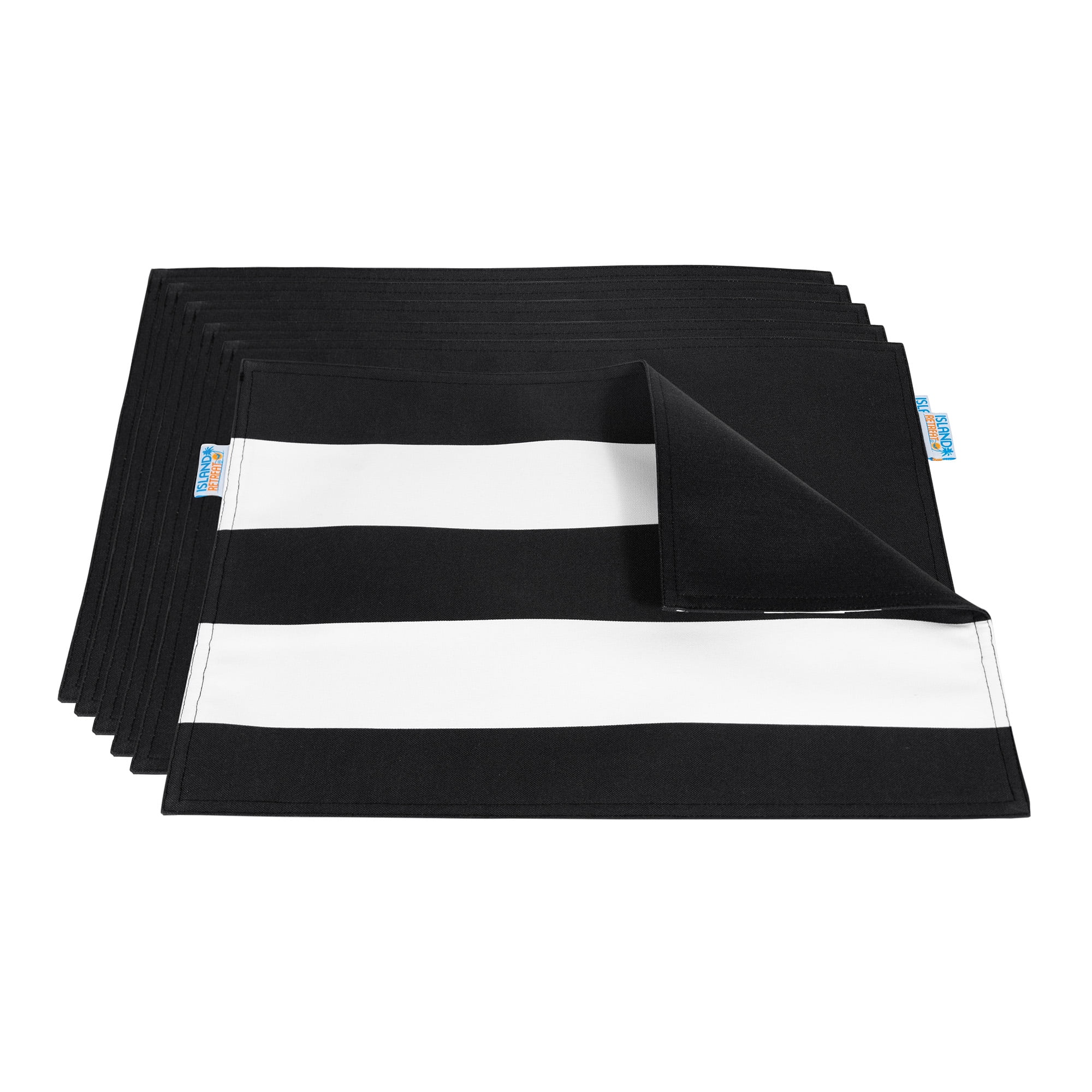 Island Retreat All-Weather Outdoor Reversible Table Mat - Black and ...