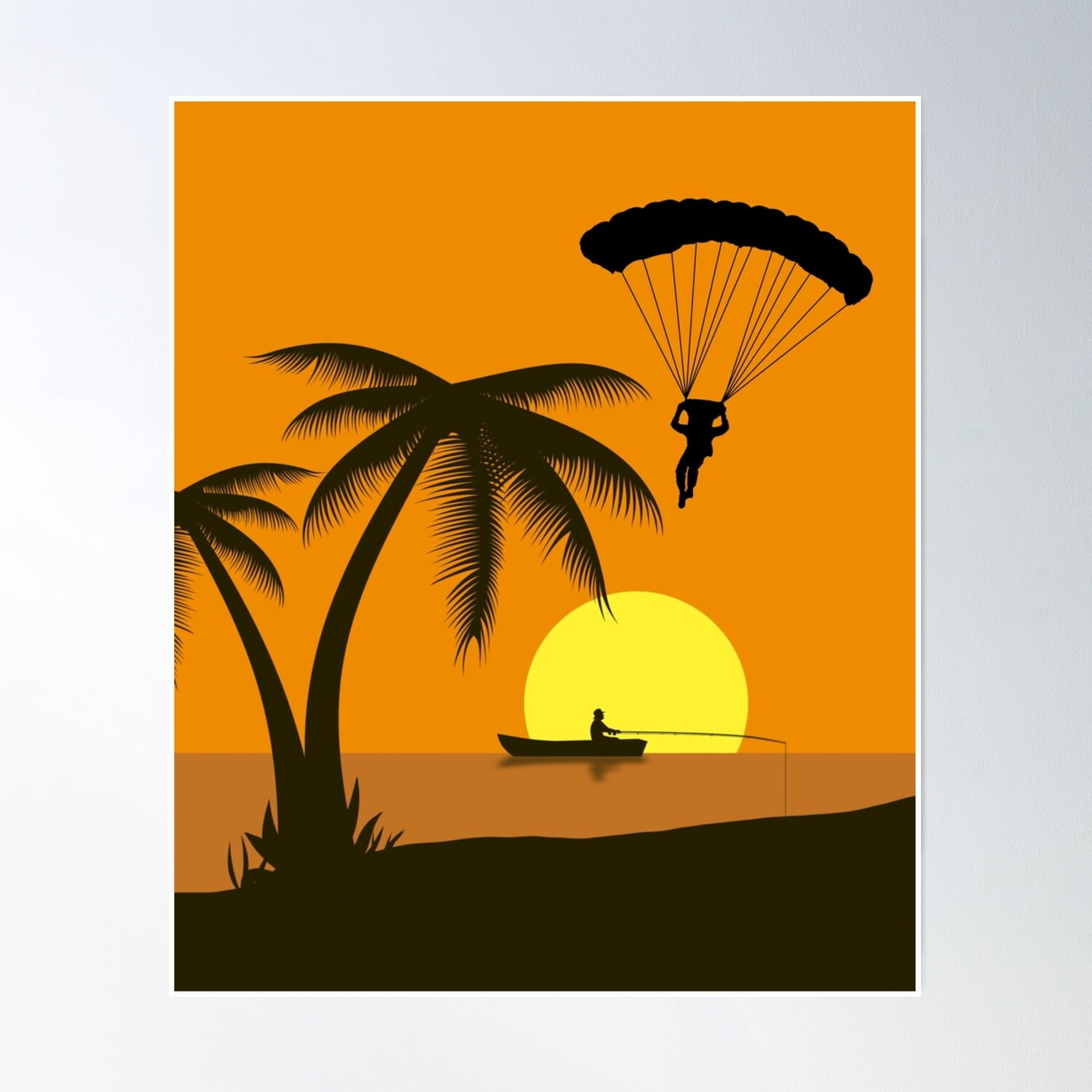 Island Skydiving Poster Wall Art, Modern Wall Decor, 12x18 UNFRAMED ...