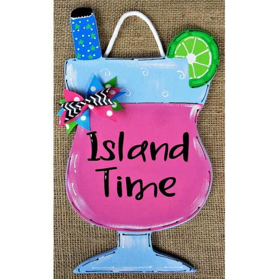 Island Tropical Drink Sign Deck Patio Pool Wall Door Plaque Tiki Bar ...
