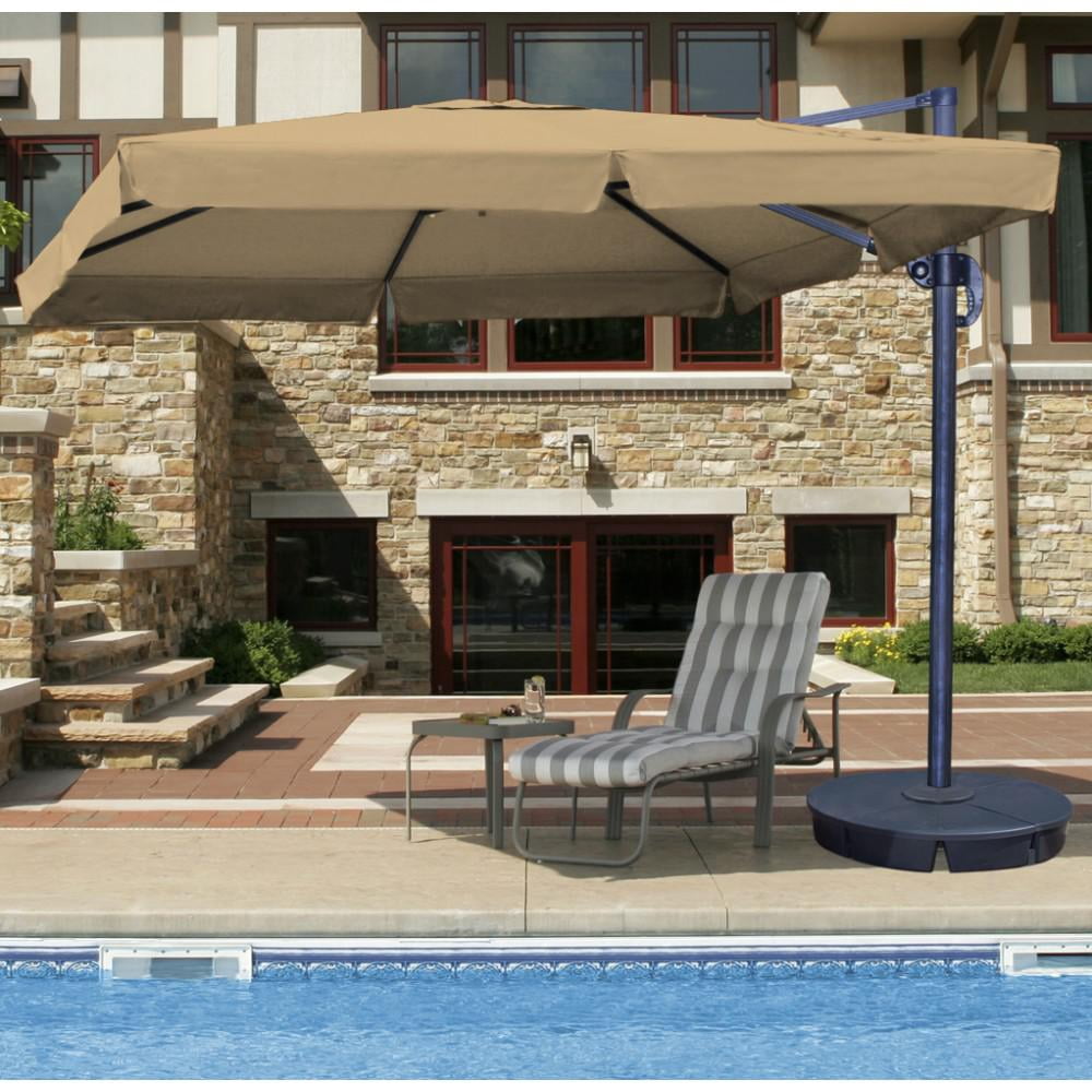 Island Umbrella Santorini 10-ft Square Cantilever Umbrella with Valance ...