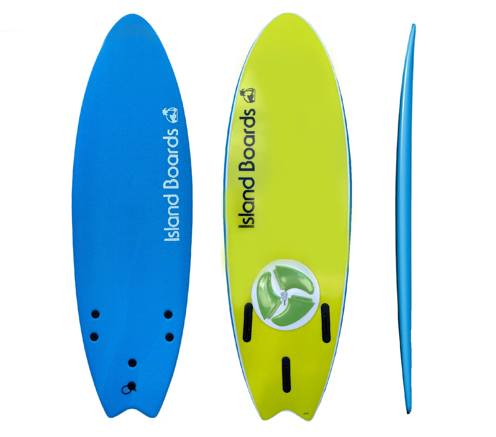 Island Water Sports Swallow Tail Softtop Surfboard Azure Blue-Yellow ...