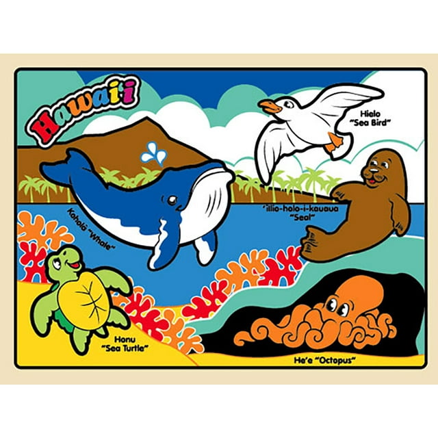 The Islander Group Children's Hawaiian Ocean Wildlife Wood Puzzle 12x9 ...