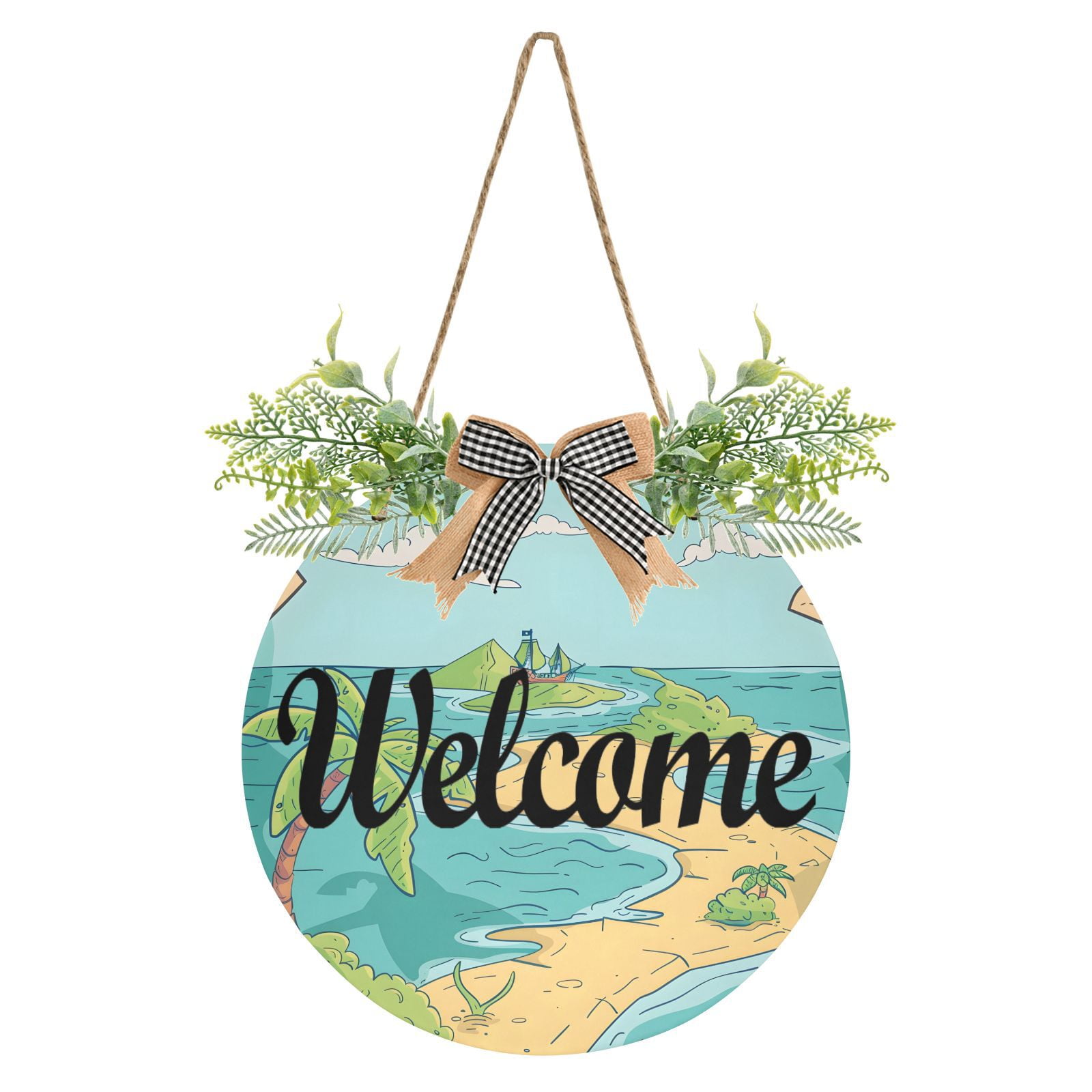 Islands and Sea Trees Welcome Sign for Front Door Wreath Door Sign for ...
