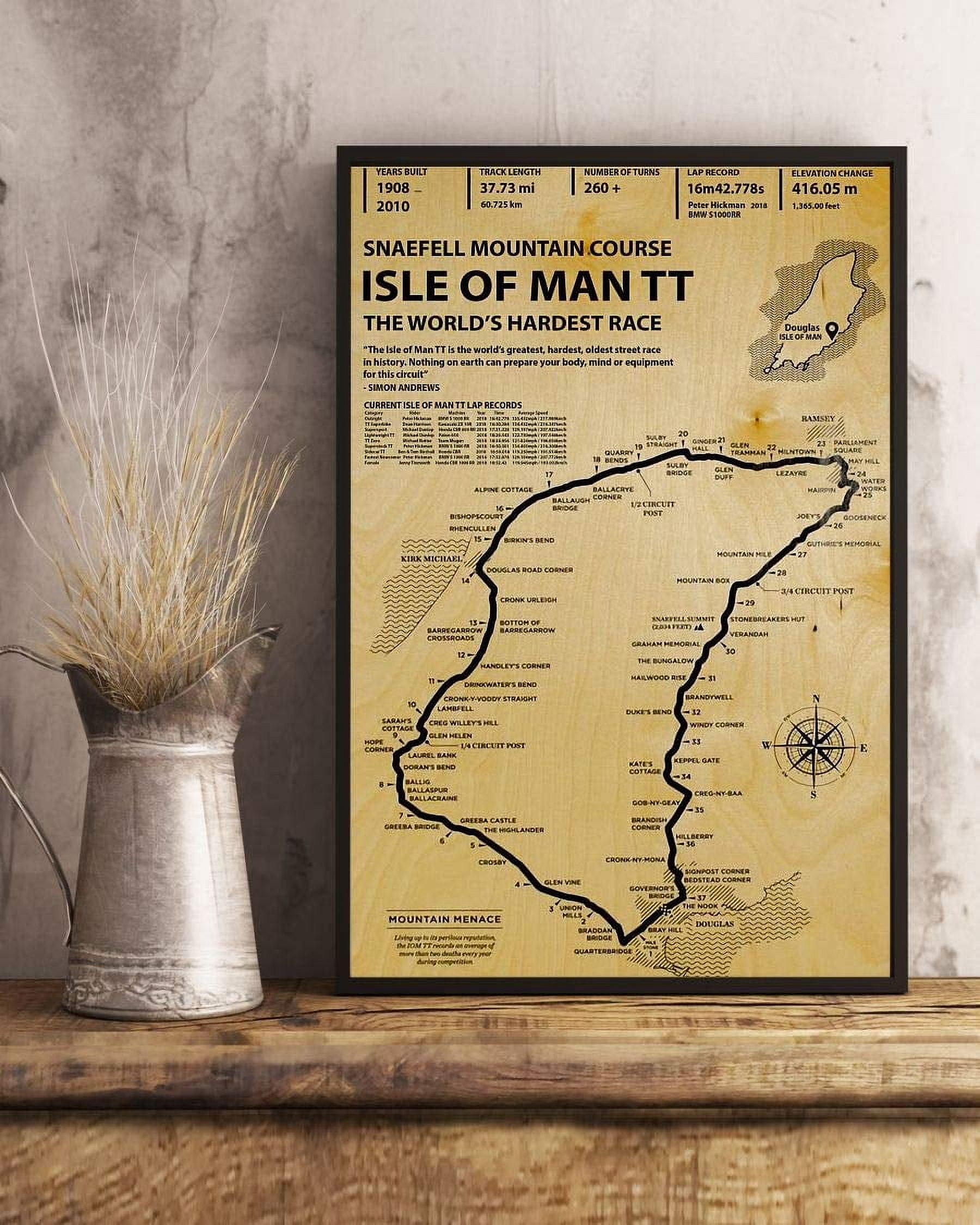 Isle Of Man Tt Mountain Course Satin Poster Wall Art Decor 16 x 24 Inch ...