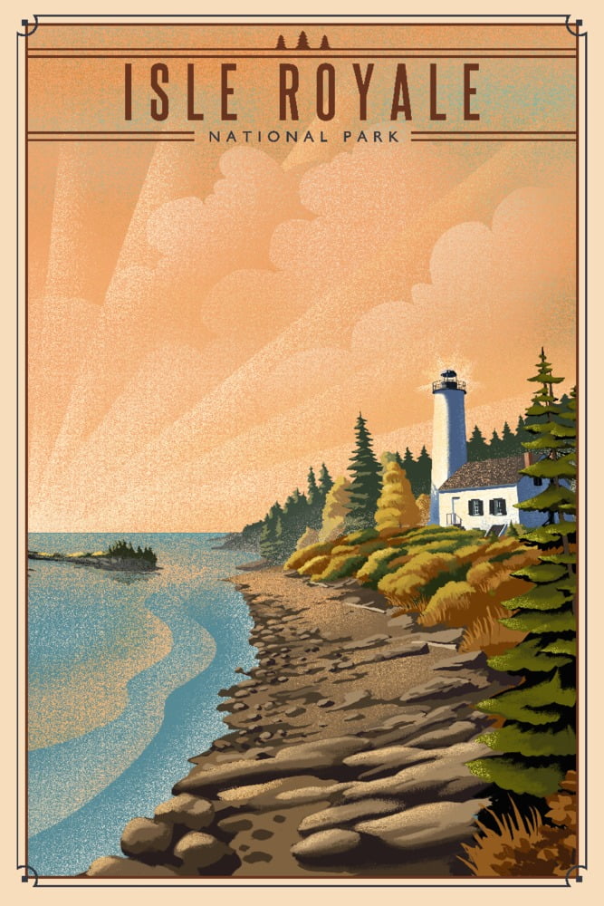 Isle Royale National Park, Michigan, Lithograph National Park Series ...