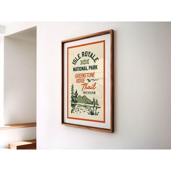 Isle Royale Retro Travel Wall Art, Unframed Paper Print Size 12x18 ...