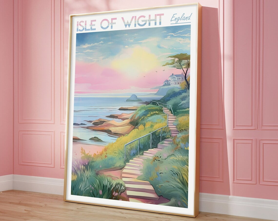 Isle Of Wight Watercolor Poster - England Wall Art - Tropical Island ...