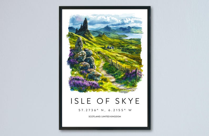 Isle of Skye Watercolor Poster – Scotland Travel Print & Highland ...