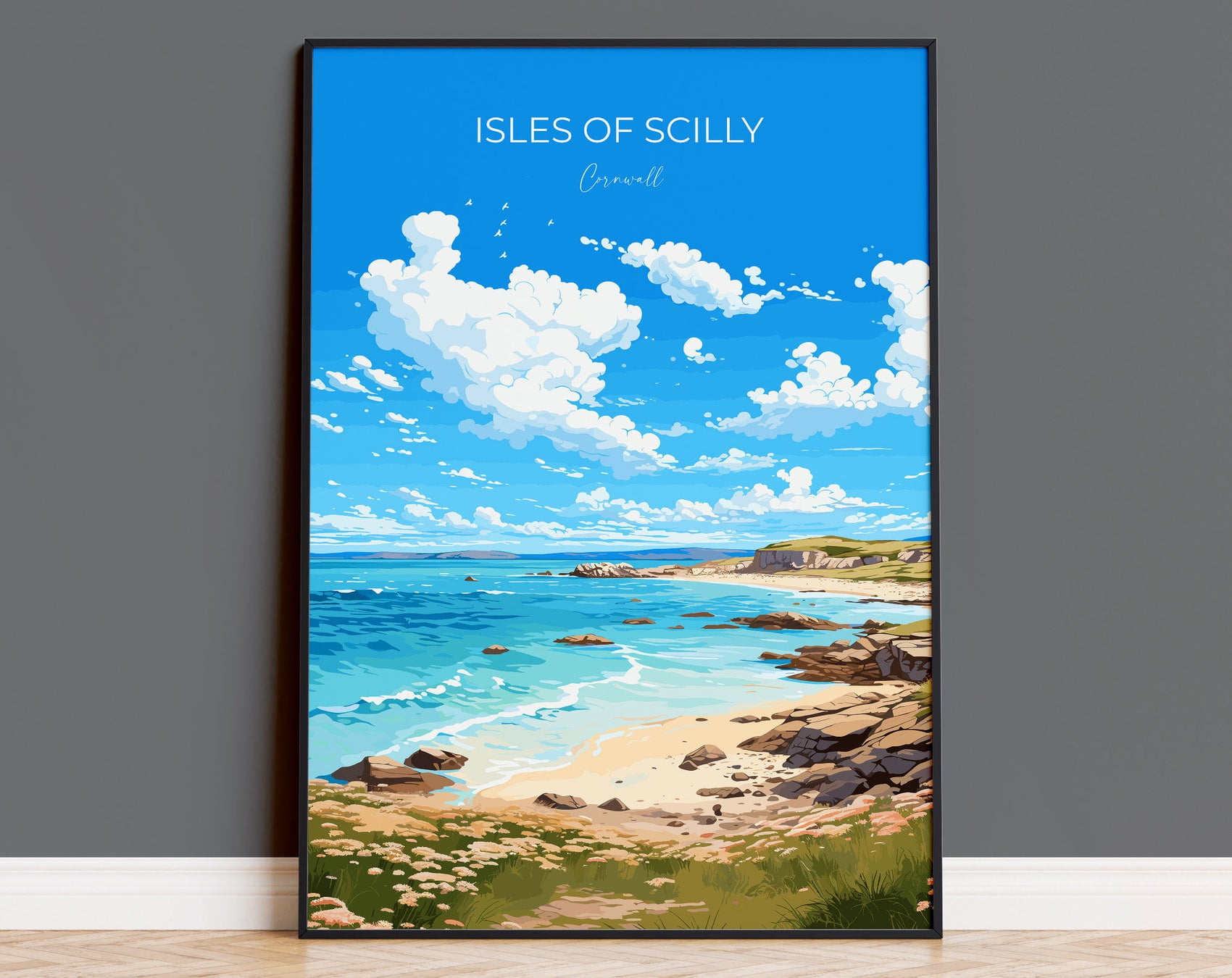 Isles of Scilly Travel Poster, Travel Print of Isles of Scilly, England, Cornwall Art, Isles of ...