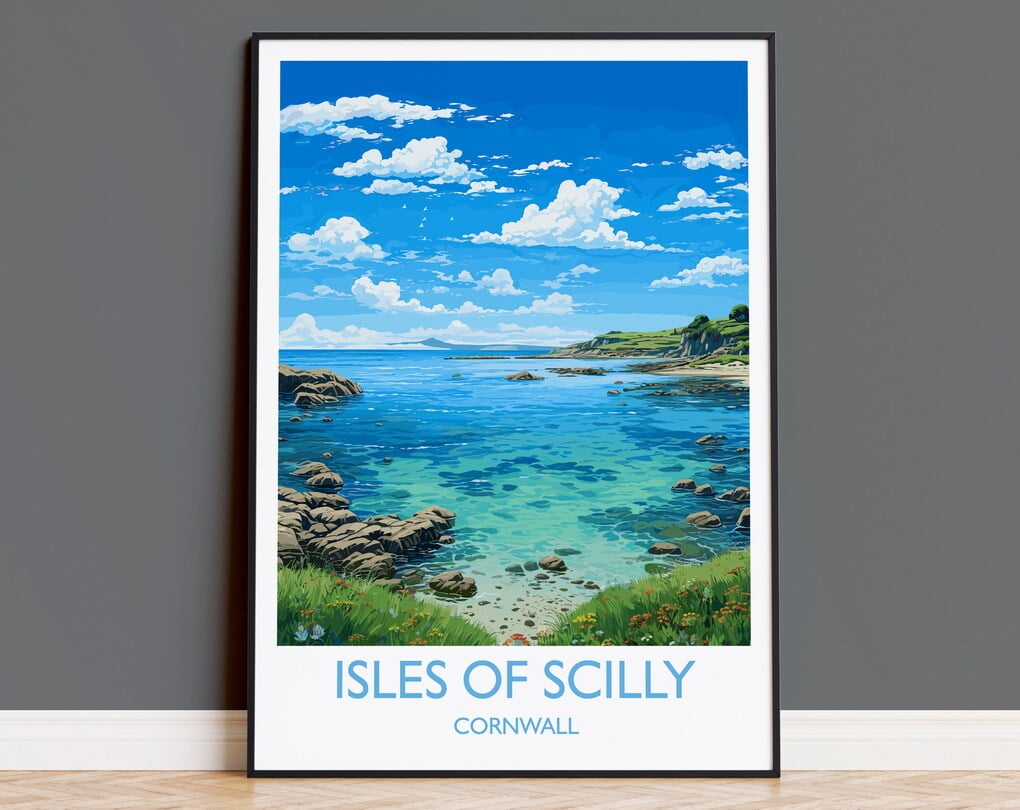 Isles Of Scilly Travel Poster, Travel Print Of Isles Of Scilly, England, Cornwall Art, Isles Of ...