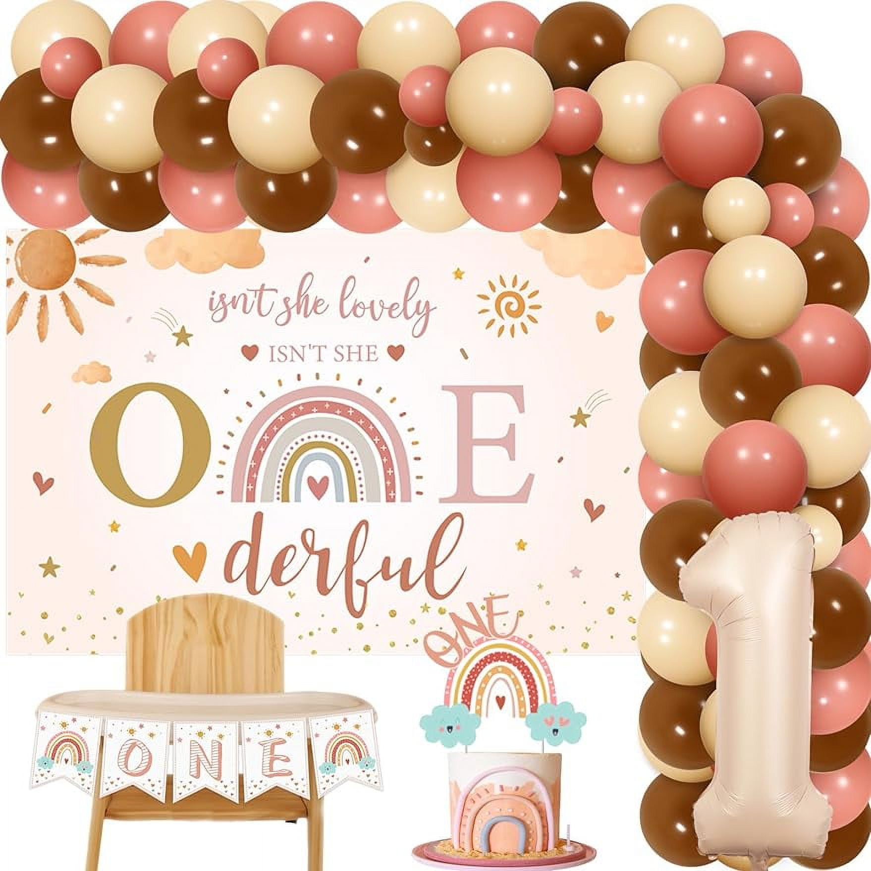 Boho First Birthday Supplies & Decor for Girl: Balloon Garland Kit ...