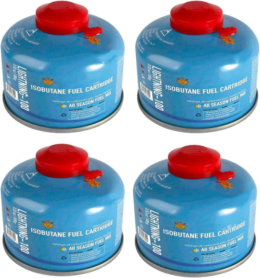 Iso-Butane Camping Fuel Gas Canister All Season Mix - 100gram (4 Pack ...