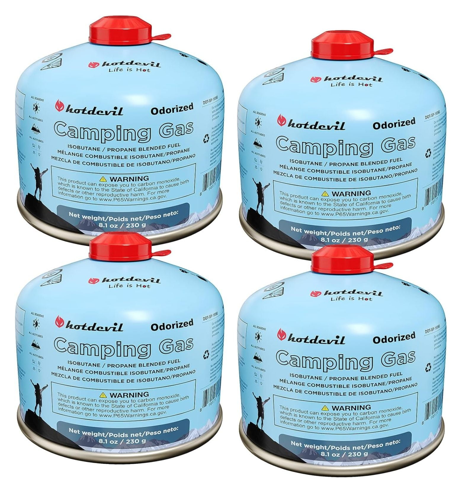 Isobutane Fuel Canister 230 Gram Fuel Butane Propane Blend Camping Fuel ...