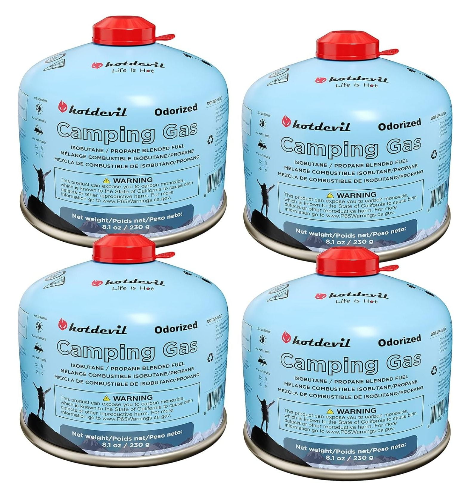 Isobutane Fuel Canister 230 Gram Fuel Butane Propane Blend Camping Fuel ...