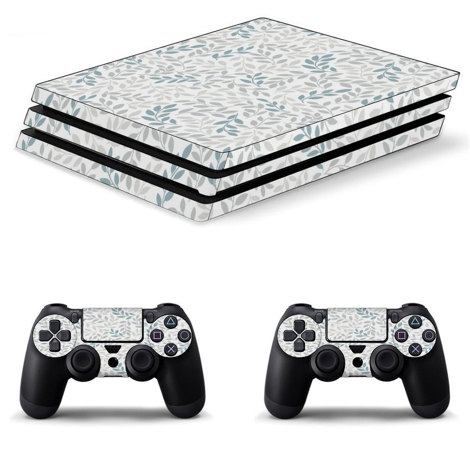 Isolated Gray-blue Branches Hand Drawn Leaves PS4/PS4 Pro/PS4 Slim Skin ...