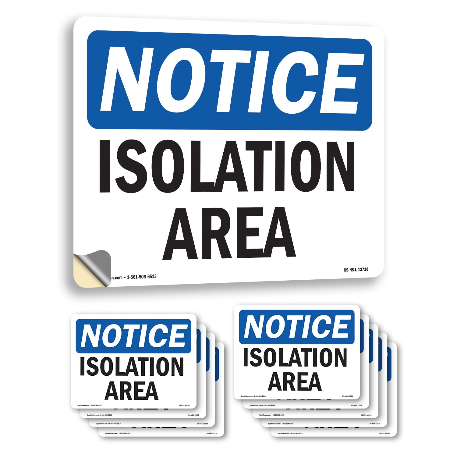 Isolation Area OSHA Notice Vinyl Decal Label 18 Inch x 12 Inch - 10 ...