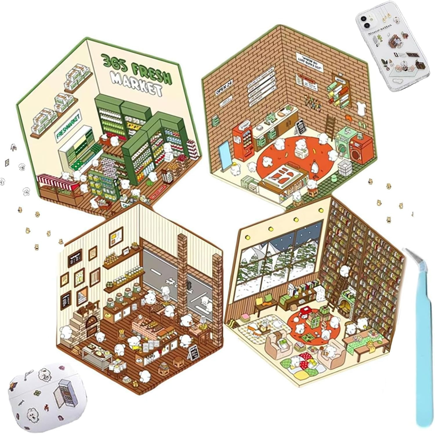 Isometric Sticker Book,Isometric Sticker Pack,Room Sticker Book,DIY 3D ...