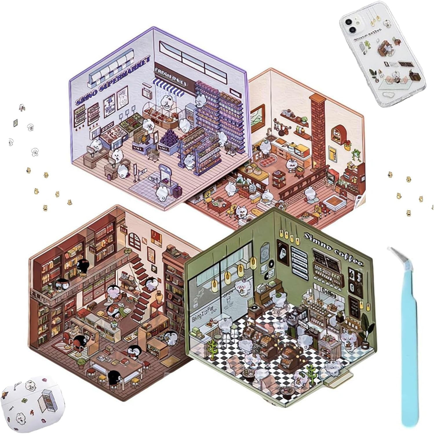 Isometric Sticker Book,Isometric Sticker Pack,Room Sticker Book,DIY 3D ...